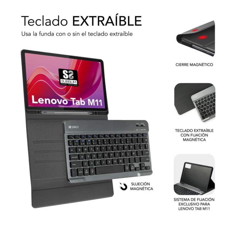 Funda con teclado Bluetooth para Lenovo Tab M11 de SUBBLIM