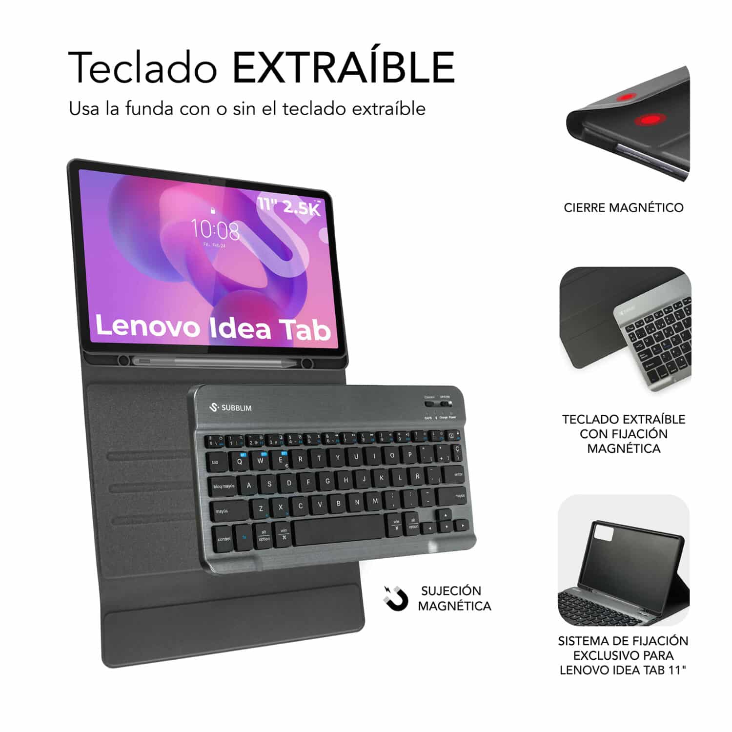 Funda con teclado Bluetooth para Lenovo Tab M11 de SUBBLIM